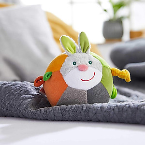 HABA Bunny Ball with Crinkle Ears, Textured Fabric and Rattling Effects