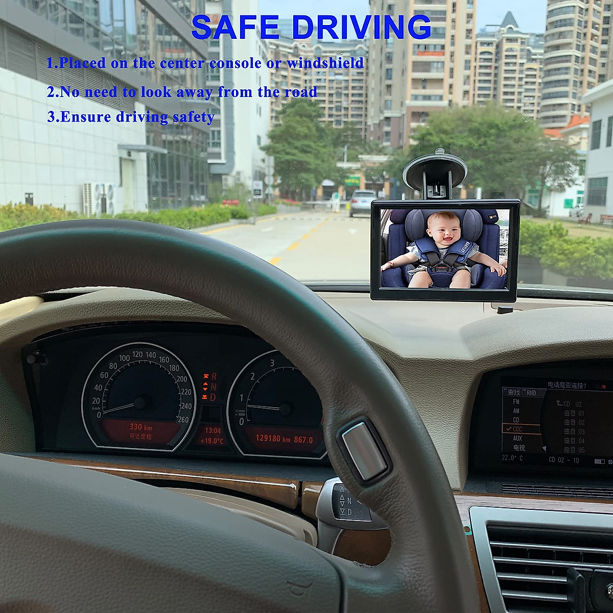 Baby Car Mirror Back Seat Baby Car Camera with HD Car Mirror Display Wide ViewEasily Observe the Baby’s Move