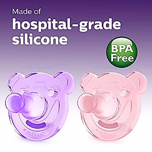 Philips AVENT Soothie Shapes Pacifier, Pink/Purple, 3-18 Months, 2 Pack, SCF194/05
