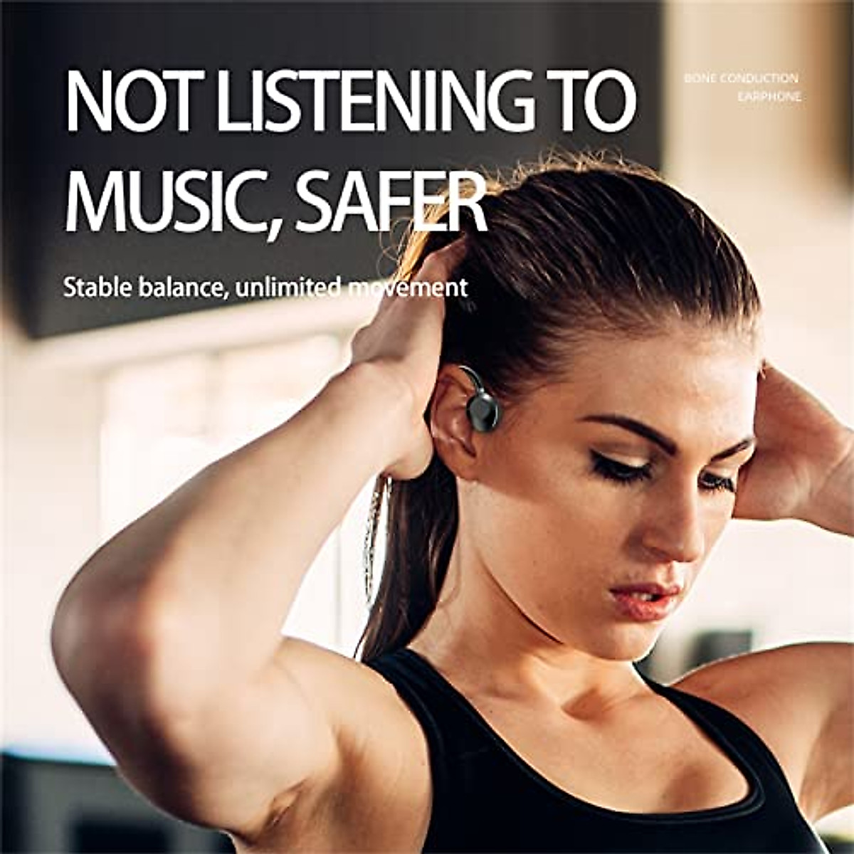 Gspmoly K69 Open-Ear Bluetooth Bone Conduction Sport Headphones, Fashion Sweat Resistant Wireless Sturdy Earphones Earbuds Headset for Workouts & Running with Deep Base, Gifts for Father