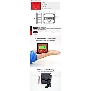 GemRed 82412 Mini Digital Level Angle Gauge Angle Finder Protractor Inclinometer Aluminum Framework with Magnet