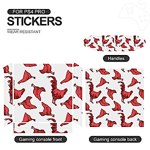 Red Hens and Cock Sticker for P-S4 Controller Full Protective Skin Cover Design Wrap Decal Sticker Compatible with P-S4 Print