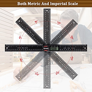 Digital Angle Finder Protractor, Angle Finder Ruler with 7inch/200mm, Angle Measuring Tool for Woodworking/Carpenter/Construction/DIY Measurement(2 Batteries Included) (Enhanced ABS)