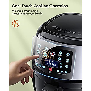 Famiworths Air Fryer, 8.9 Quart Large Electric Hot Air Fryer Oilless Cooker, Digital Touchscreen with 8 Presets, Preheat, Timer & Temperature Control, Non-stick Liner and Frying Basket, Cooking Tongs