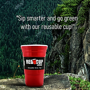 Red Cup Living 32 Oz Reusable Party Cup, Glass & Tumbler |Party Cups Ideal for Kids & Adults | Reusable Drinking Supplies for Birthday Party, Camping, Travel Outdoors |Durable & Unbreakable, BPA Free