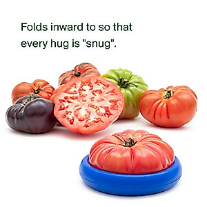 Food Huggers 5pc Reusable Silicone Food Savers | BPA Free & Dishwasher Safe | Fruit & Vegetable Produce Storage for Onion, Tomato, Lemon, Banana, Cans & More | Round, Ice Blue