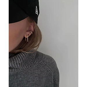 Square Hoop Earrings for Women, 14k Gold Rectangle Huggies Earrings Lightweight, Fashion Jewelry, Comfy Hypoallergenic for Sensitive Ears