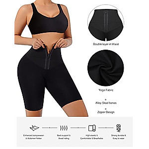 FeelinGirl Workout Shorts Butt Lifting Booty Shorts Waist Trainer High Waisted Thigh Slimmer Athletic Running Gym Yoga Active Shorts Black XL