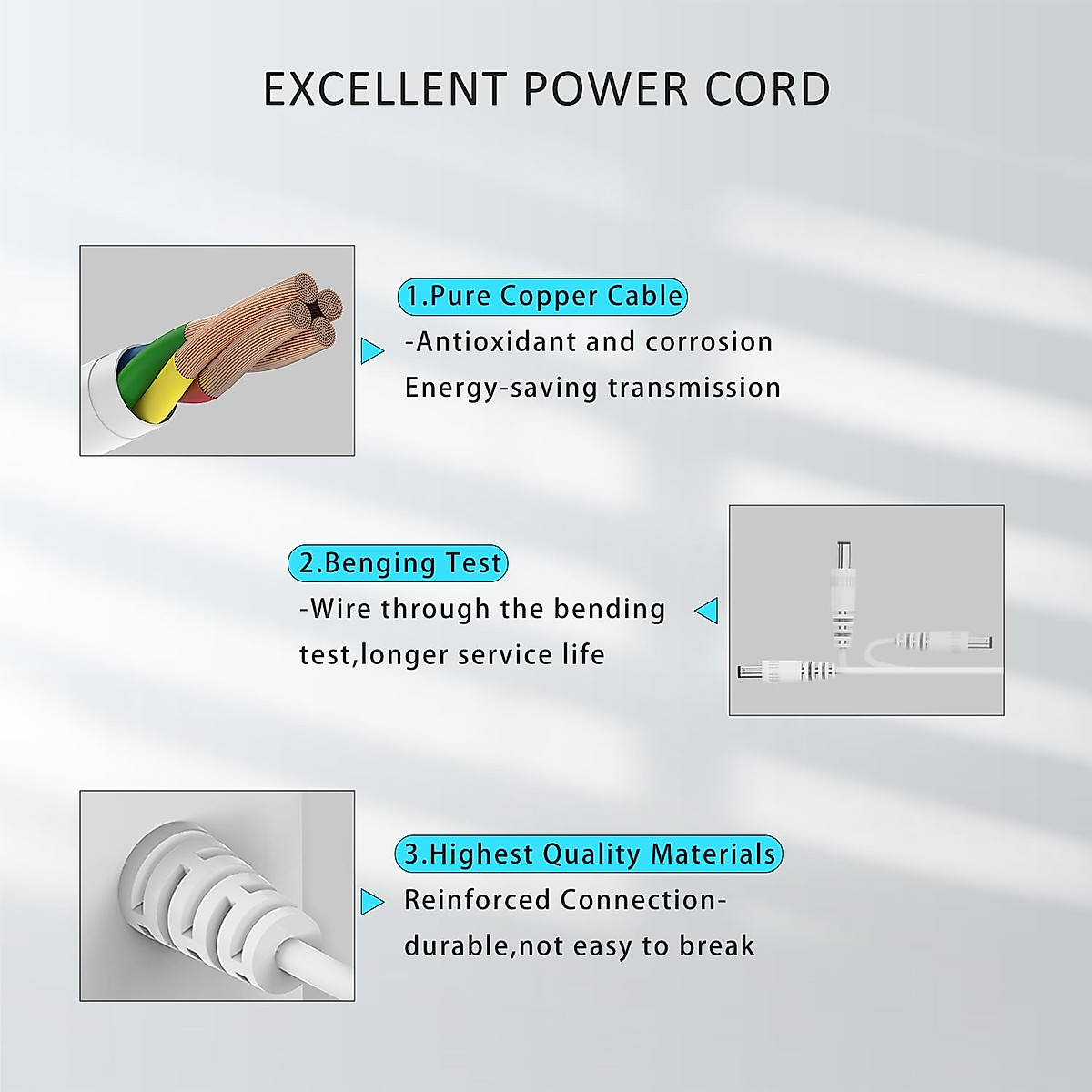 BOEEA 5V Power Cord Replacement for Graco Duetsoothe Swing, Charger for Simple Sway and Nova Baby Swing, 6.6 Ft Charging Cable, White