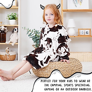 KIVEE Cute Wearable Blanket Hoodie Kids Toddlers Cow Print Sweatshirt Blanket with Giant Pocket Warm Cozy Cow Hooded Blanket 2-6 Year Old Girl Boy Birthday Cow Gifts