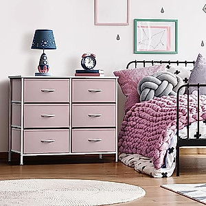 Sorbus Kids Dresser with 6 Drawers and 2 Drawer Nightstand Bundle - Matching Furniture Set - Storage Unit Organizer Chests for Clothing - Bedroom, Kids Rooms, Nursery, & Closet (Pink)