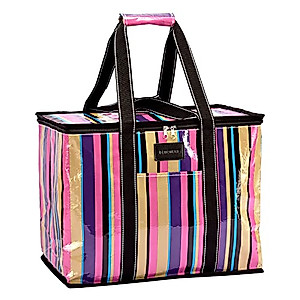 DEMOMENT Large Reusable Grocery Durable Shopping Zip Closure Tote Bag For Kitchen Supermarket Camping Beach Clothes Storage Carrier (Rainbow)