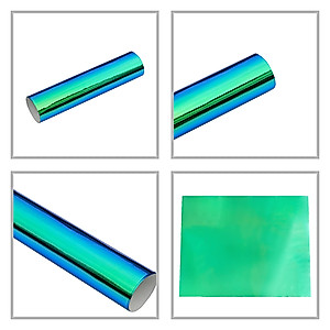AuMoHall Holographic Laser Green to Blue Chrome Car Vinyl Wrap Glossy Chameleon Vehicle Vinyl Film Car Motorcycle Color Changing Film, 7.87'' x 11.81''