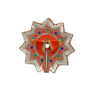 Aditri Creation Set of 2 Ladoo Laddu Gopal Dress Cloth Bhagwan Poshak of Indian God Bal Krishna Dev Vastra for Metal Idol Statue Traditional Holi Festival Decoration(Size:-1-2 No.Dia:-6")(Orange,Red)