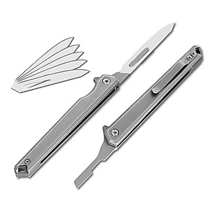 Tops Home Pocket Knife for Men, EDC Utility Knife, Box Cutter, Folding Scalpel Knife with Clip, 5pcs #60 Scalpel Blades, Razor Knife, Cool Knives, Gift for Men Women