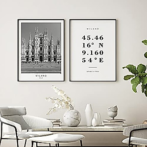 Dear Mapper Milano Italy View Abstract Road Modern Map Art Minimalist Painting Black and White Canvas Line Art Print Poster Art Print Poster Home Decor (Set of 3 Unframed) (12x16inch)