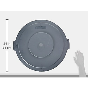 Carlisle FoodService Products 34103323 Bronco Polyethylene Round Lid, 24" Diameter x 2.13" Height, Gray, for 32 Gallon Trash Containers