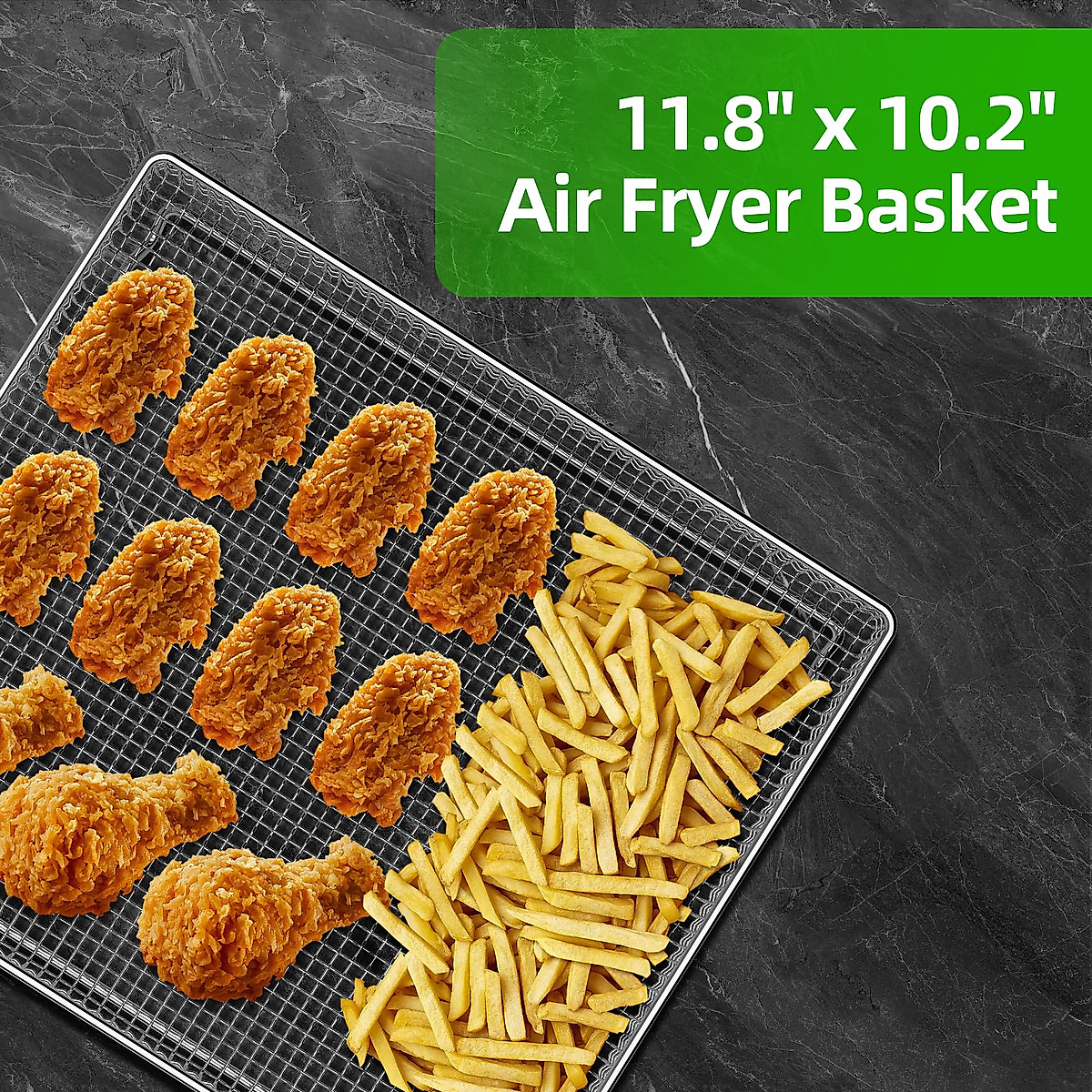 Air Fryer Basket for Oven, 304 Food-Grade Stainless Steel Wire Rack, Cost-Effective and 13.5 * 11.2in Large Size Oven Accessories, Cooking and Baking for Convection Toaster Oven