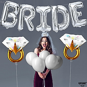 KatchOn, Giant Silver Bride Balloons Bachelorette - 40 Inch | Bride Balloons Silver for Bachelorette Party Decorations | Bridal Shower Balloons for Bridal Shower Decorations | Bride Silver Balloons