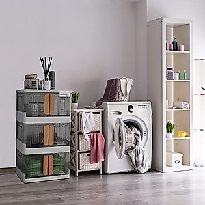 Golbsart Collapsible Storage Bins with Lids, 34 Qt (Pack of 2) Plasic Storage Boxes with Lids,Stackable Totes for Storage with Double Doors & Secure Buckle