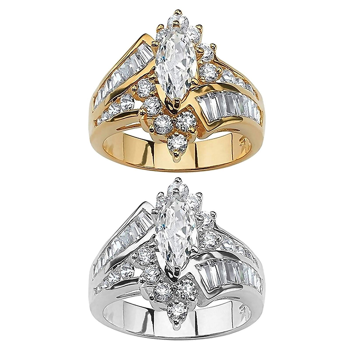 SANWOOD Rings, Women Girl Wedding Cute Ring Marquise Cut Cubic Zirconia Engagement Anniversary Finger Cute Ring Jewelry - Silver US 7