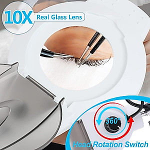 KIRKAS 5X Magniyfing Floor Lamp with 4 Wheel Rolling Base 2,200 Lumens Super Bright Glass Lens LED Magnifier, Adjustable Stand & Swivel Arm Floor Lamp for Estheticians, Reading, Crafts, Tasks- White