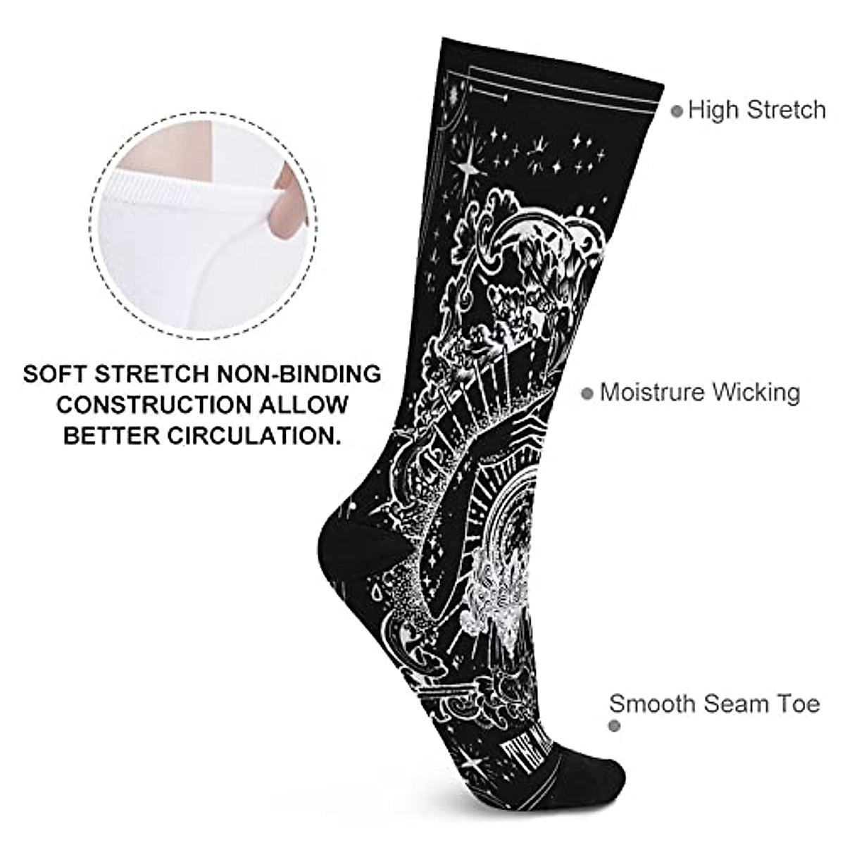 Tarot Card The Magician Socks for Women Socks for Men Crew Socks for Boys Mid Socks for Girls Stocking Stuffers for Teens Casual Athletic Sport Dress Socks