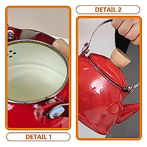 Porcelain Enameled Tea Kettle Enamel Whistle Tea Kettle Teapot with Handle for Stovetop Retro Hot Water Tea Kettle Pot Home Dorm Apartments Camping Coffee Makers (1.4L)
