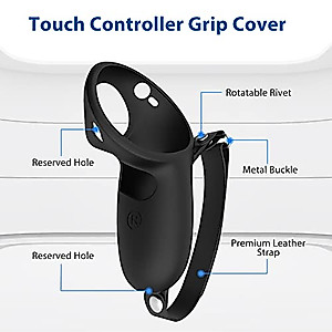 Controller Grip Cover Compatible with Quest Pro Accessories DOBEWINGDELOU Silicone Grips Strap Cover Protector with Knuckle Straps Black