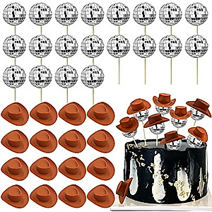 Disco Ball Cupcake Toppers Happy Birthday Cake Topper 1970s Disco Ball Cake Decorations Disco Theme Cake Picks for Disco Theme Party 70s Theme Party Favor