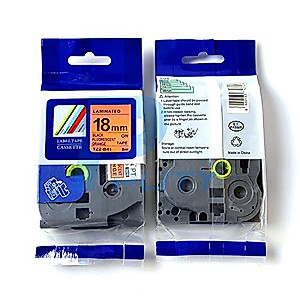 1PK Black on Orange Fluorescent Laminated Label Tape Compatible for Brother P-Touch TZe-B41 TZ-B41 (18mm x 8m)