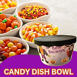 Halloween Plastic Containers with Lids, Food Storage Candy Box for Trick or Treating Cookies Jar Goodies Bucket Snack Party Favor Decor Pumpkin Bat & Ghost Themed, Pack of 3(Black Orange Green)