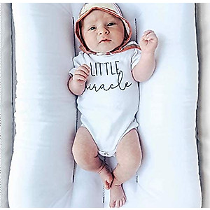 Bump and Beyond Designs Baby-Boys Surprise Pregnancy Announcement Little Miracle Leotard White, 0-3 Months
