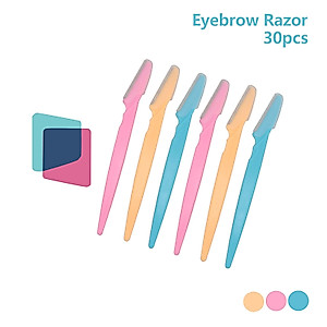 Geestone 30 Pack Eyebrow Razor for Women, Exfoliating Dermaplaning Tool Facial Razor with Safety Precision Cover Face Hair Trimmer Shaper Shaver for Skincare Men Women