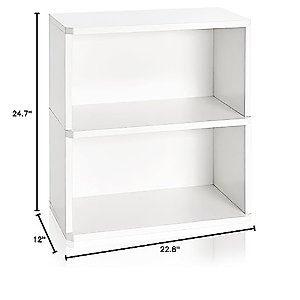 Way Basics Webster 2 Tier Bookshelf Display Storage and Organizer (Tool-Free Assembly and Uniquely Crafted from Sustainable Non Toxic zBoard Paperboard) White