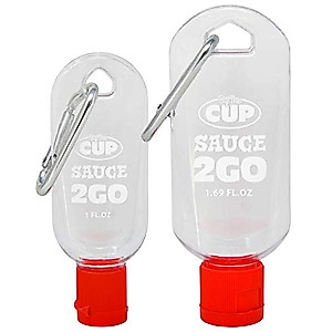 By The Cup Sauce 2 Go Keychains 1.69 Fluid Ounce and 1 Fluid Ounce Empty Mini Sauce Bottles (Sauce Not Included)