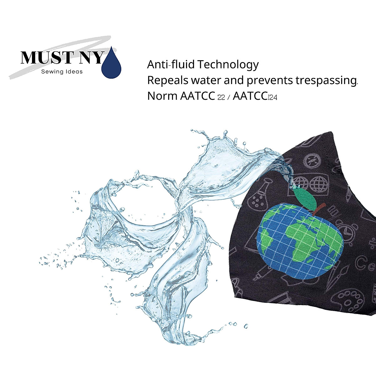 Must NY 3PC - Pack of 3 Teachers Face Mask and Lanyard Reusable Cover | Breathable Bandanna with Filter Slot | Inside Layer Cotton 100% | Men Women | Back to School