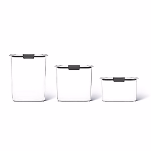 Rubbermaid 6-Piece Brilliance Food Storage Containers for Pantry with Lids for Flour, Sugar, and Pasta, Dishwasher Safe, Clear/Grey