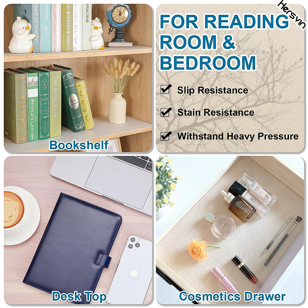 Hersvin Shelf Liner, 24" x20' Non-Adhesive Drawer Liners EVA Kitchen Cupboard Cabinet Covering Undersink Mat Washable Fridge Lining Paper for Home Office (Clear/Dot)