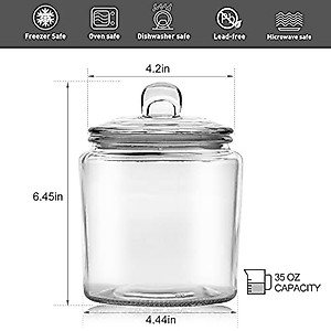 Woaiwo-q 35 oz Glass Jars, Glass Storage Container with Glass Lid for Biscuits, Candy, Dry Goods, Beans, Cookie Jar with Lid for Home & Kitchen (Set of 6）