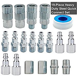 YOTOO 19 Pieces Air Hose Fittings, 1/4 NPT Industrial Air Coupler & Plug Kit