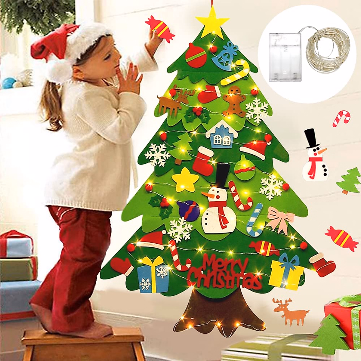 AIRCA DIY Felt Christmas Tree Christmas Decoration for Home Navidad 2022 New Year Christmas Ornaments Santa Claus Xmas Kids Gifts