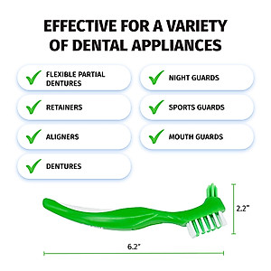 TCS Fresh Dental Appliance Cleaner Set - 6 Month Supply - Professional Strength Concentrated Retainer Cleaner Solution with Soft Bristle Dental Brush