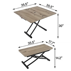 MYSELFLY Dinning Table Folding Metal Lift Bracket, Space Saver, Multi-Functional Transforming Dinner Coffee Table in Room Home Wood Desktop 40x35 Silver