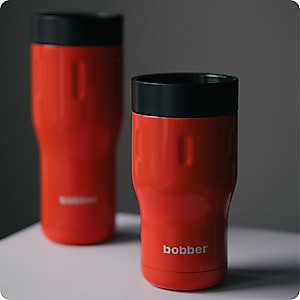 BOBBER 12 oz Leak-Proof Coffee Tumbler for Cold & Hot Drinks – 100% Spill-Proof, Vacuum Insulated, Dishwasher Safe Coffee Thermos – Stainless Steel, BPA-Free Tumbler with Screw On Lid (Red)