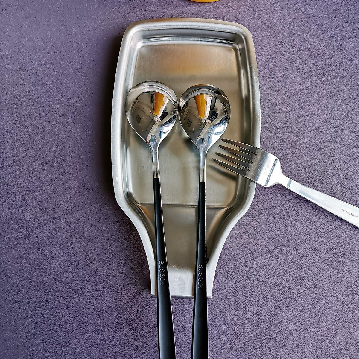 Spoon Rest for Kitchen Counter, Stainless Steel Spoon Holder for Stove Top, Dishwasher Safe