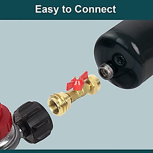 GASPRO Upgraded 1 lb Propane Tank Adapter with Valve, 20 lb to 1lb Converter, Hook Up Small Propane Tanks When 20lb Ran Out, Solid Brass
