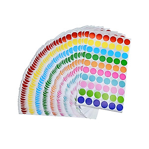 Colored Dot Stickers Round 0.75 inch Coded Labels 3000 Pieces 10 Color Awards Office Classroom Garage Sale