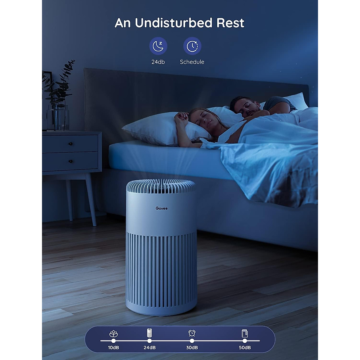 Govee Air Purifiers Pro for Home Large Room up to 1837ft² with PM2.5 Sensor, WiFi Smart Home Air Purifier Large Room, H13 True Hepa Air Purifier for Smoke, Pet Hair, Odors, 24dB Air Cleaner, Auto Mode