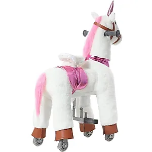 JoJoPooNy Ride on Unicorn Toys for Girls, Ride on Horse Riding Pony for Children 3-6 Years Old, Rideable Plush Walking Horse Animal with Wheels